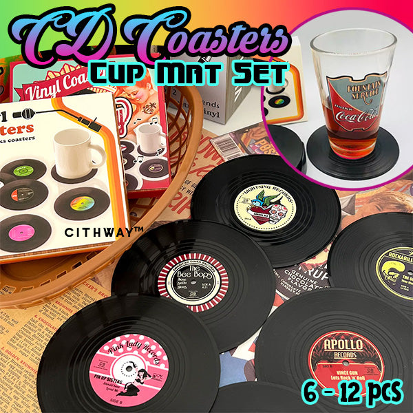 Cithway™ Retro CD Record Coasters Cup Mat Set (6-12PCS) – meomeland
